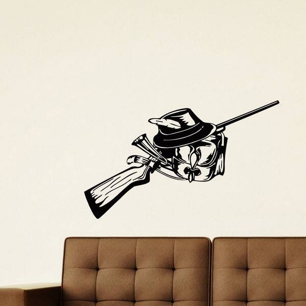 Hunting Hat Gun Rifle Vinyl Wall Art Decal Sticker - Bed Bath & Beyond ...