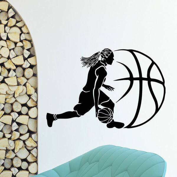 Wooman Basketball Girl Vinyl Wall Art Decal Sticker - Bed Bath & Beyond ...