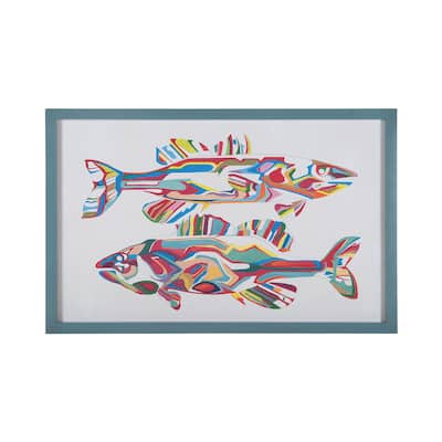 'Alpha Fish' Framed Canvas Art Print - Overstock - 10811593