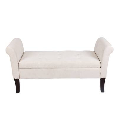 Adeco Fabric Scroll Arm Storage Bench - Overstock - 10812421