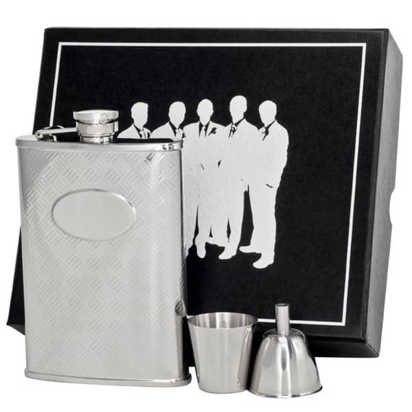 Visol Cross Hatch Engraved Stainless Steel Legion II Flask Gift Set - 8 ...