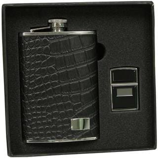 Visol Gator Black Textured Leather Elite Flask & Zippo Ultralite ...