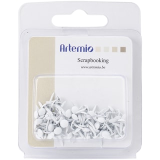 Artemio .12" Mini Round Brads 100/Pkg-White - Bed Bath & Beyond - 10841093