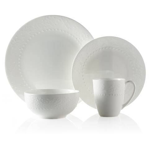 Roscher 32-piece Scroll Hobnail Bone China Dinnerware Set - Overstock ...