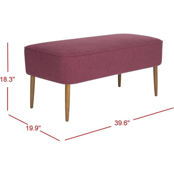 SAFAVIEH Mid-Century Levi Maroon Wool Bench - 39.6" x 19.9" x 18.3 ...