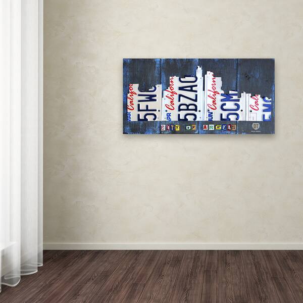Design Turnpike 'Los Angeles Skyline License Plate' Canvas Wall Art ...