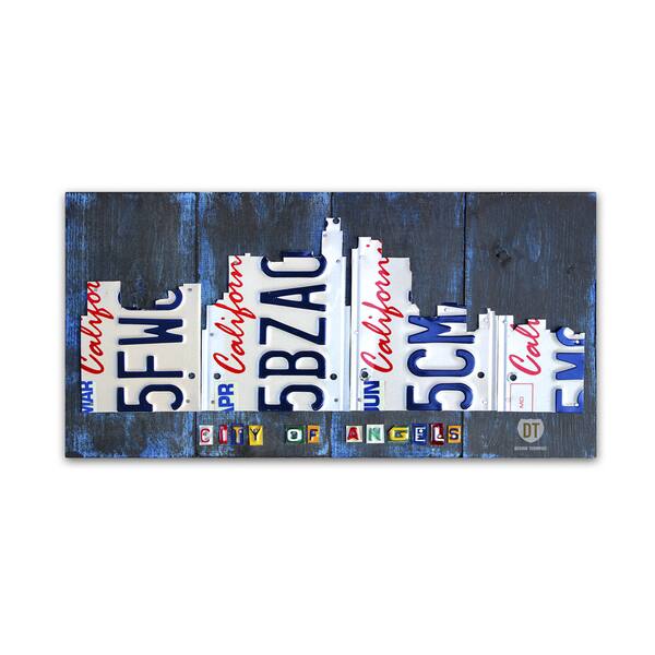 Design Turnpike 'Los Angeles Skyline License Plate' Canvas Wall Art ...