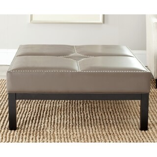 Safavieh Terrence Clay Grey Leather Cocktail Ottoman (As Is Item) - Bed ...
