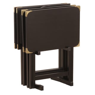 Powell Black TV Tray Set with Brass Corners - Bed Bath & Beyond - 10888929
