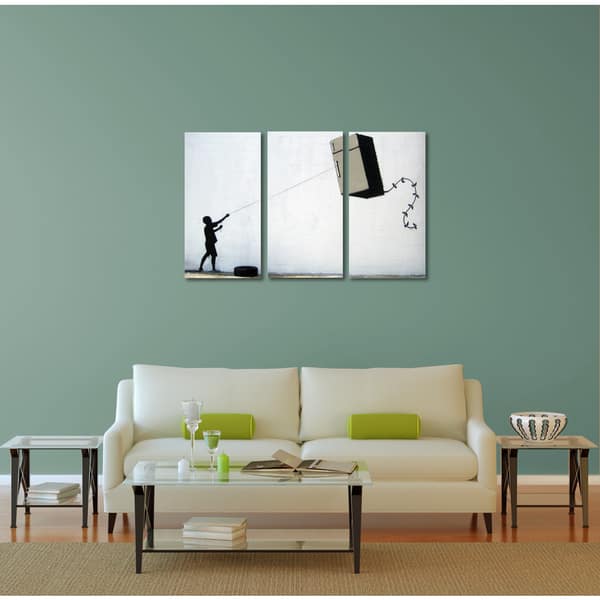 'Banksy 'Refrigerator Kite' Triptych Gallery Wrapped Canvas Wall Art ...