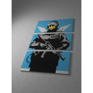 'Banksy 'Smiley Riot Cop' Triptych Gallery Wrapped Canvas Wall Art ...