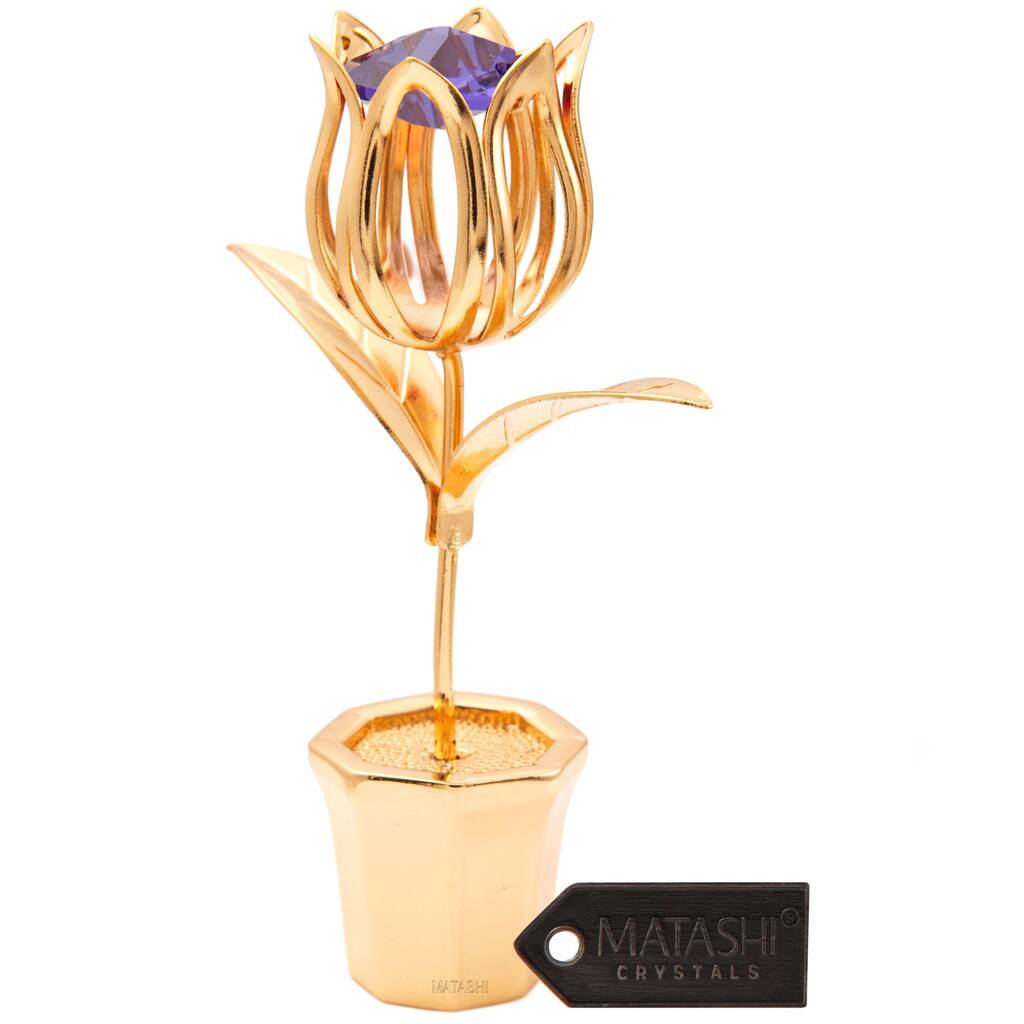 Matashi 24K Gold Plated Table Top Tulip with Genuine Matashi Crystals ...