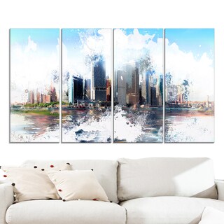 Design Art "Backside Cityscape" Canvas Art Print - 48Wx28H Inches - 4 ...
