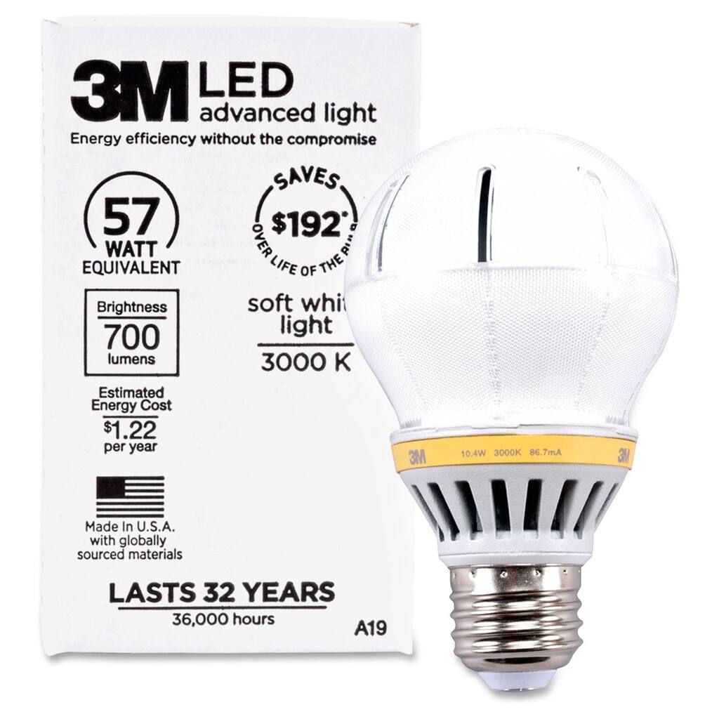 3M Commercial LED Advanced Light A19 RCA19C3, Soft White 3000K, 700 ...