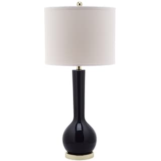 SAFAVIEH Lighting 31-inch Mae Navy Long Neck Ceramic Table Lamp - Bed ...