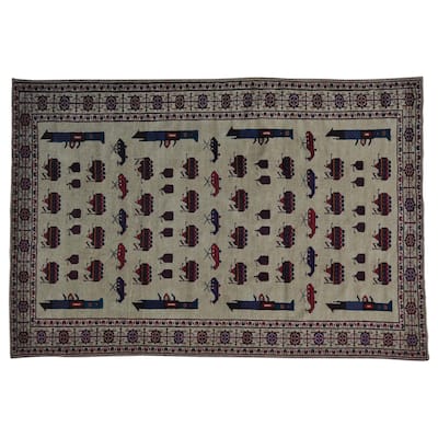 Handmade XL Afghan Baluch War Tanks Grenades Rug - Overstock - 10907157