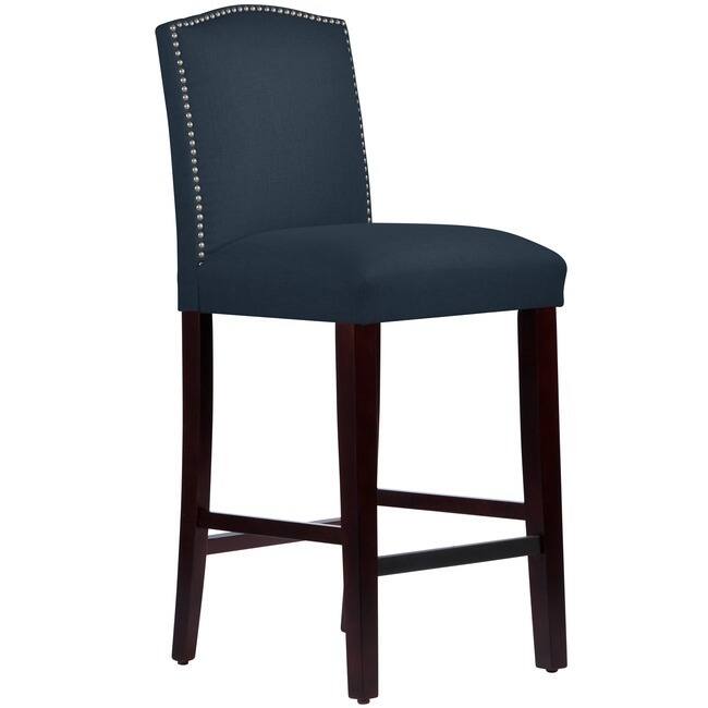 Skyline Furniture Nail Button Camel Back Bar stool in Linen Navy ...