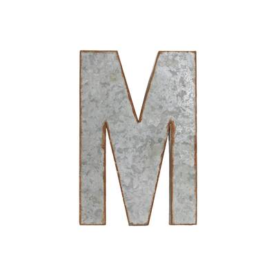 Galvanized Zinc Metal Letter 'M' Alphabet Wall Decor with Rusted Edge ...
