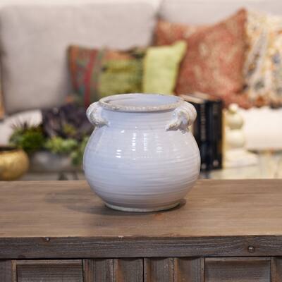 UTC31817: Ceramic Tall Round Bellied Tuscan Pot with Handles SM ...