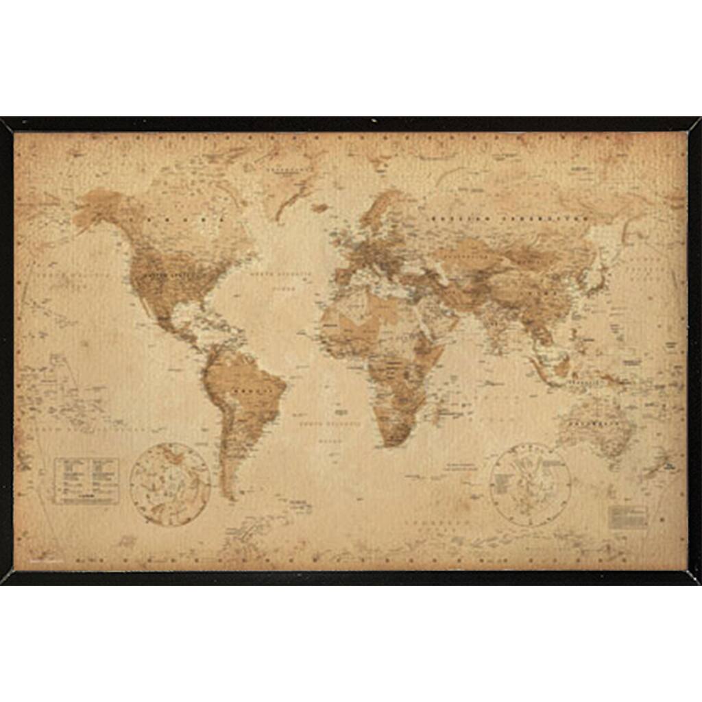 World Map Antique Wall Plaque - Overstock - 10938892
