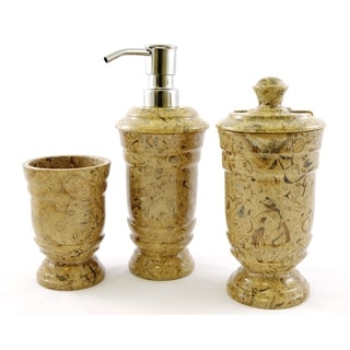 Nature Home Decor Fossil Stone 3-Piece Bathroom Accessory Set of ...