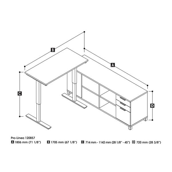 Bestar Pro-Linea L-Desk including Electric Height Adjustable Table ...