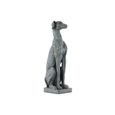 Fiberstone Concrete Finish Slate Gray Sitting Doberman Dog Statue on ...
