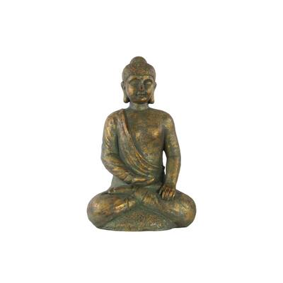 Fiberstone Tarnished Gold Meditating Buddha Figurine - Overstock - 11002868