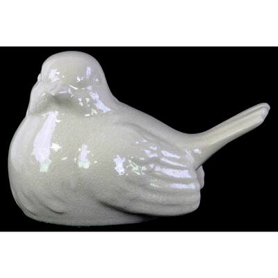 Ceramic Gloss Finish White Perching Robin Bird Figurine - Overstock ...