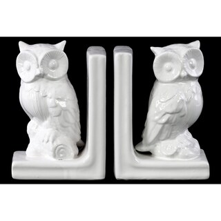 UTC11246-AST: Ceramic Owl FIgurine Bookend Assortment of Two Gloss ...