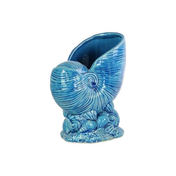 Ceramic Gloss Turquoise Finished Nautilus Seashell Sculpture on Conch ...