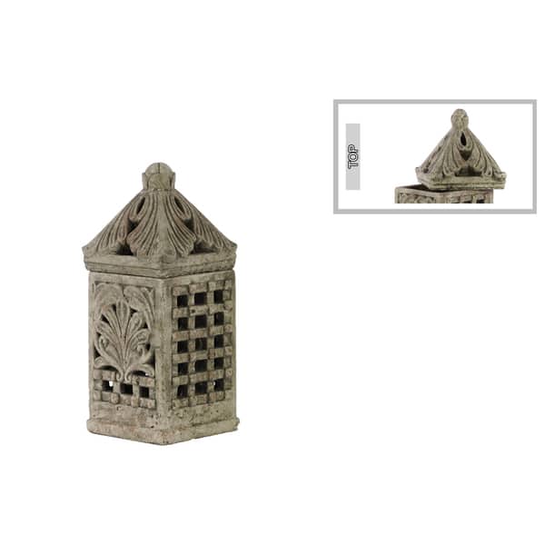 Small Cement Concrete Grey Finished Square Bird Cage with Sculpted ...