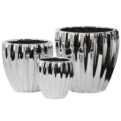 Porcelain Polished Chrome Finish Silver Short Tapered Corrugated Round ...