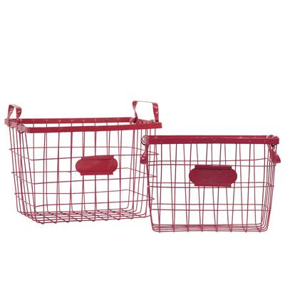 Metal Rectangular Wire Basket with Mesh Sides, Handles and Card Holders ...