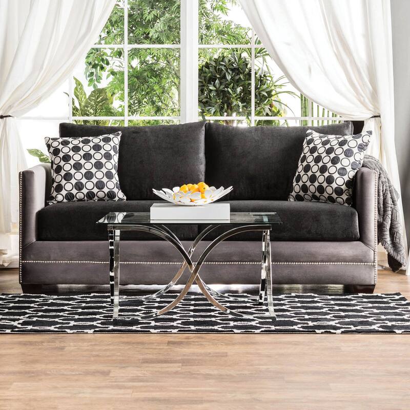 Furniture of America Romaja Contemporary 2-tone Track Arm Sofa ...