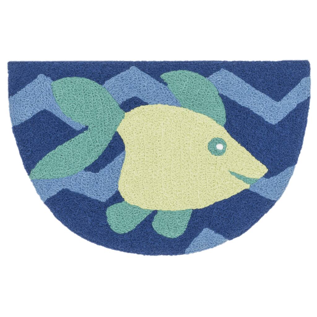 Alexander Home Hand-Hooked Marcy Yellow Fish Rug - Overstock - 11047544