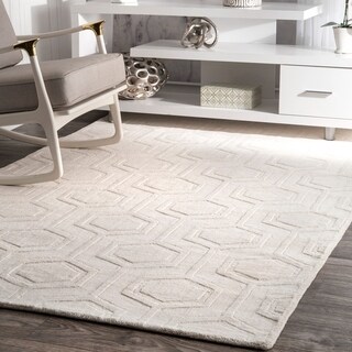 nuLOOM Handmade Carved Hexagon Wool Area Rug - Overstock - 11048258