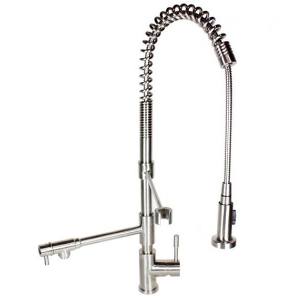 Stainless Steel Coil Spring Pull-out Sprayer Dual Spout Kitchen Faucet ...