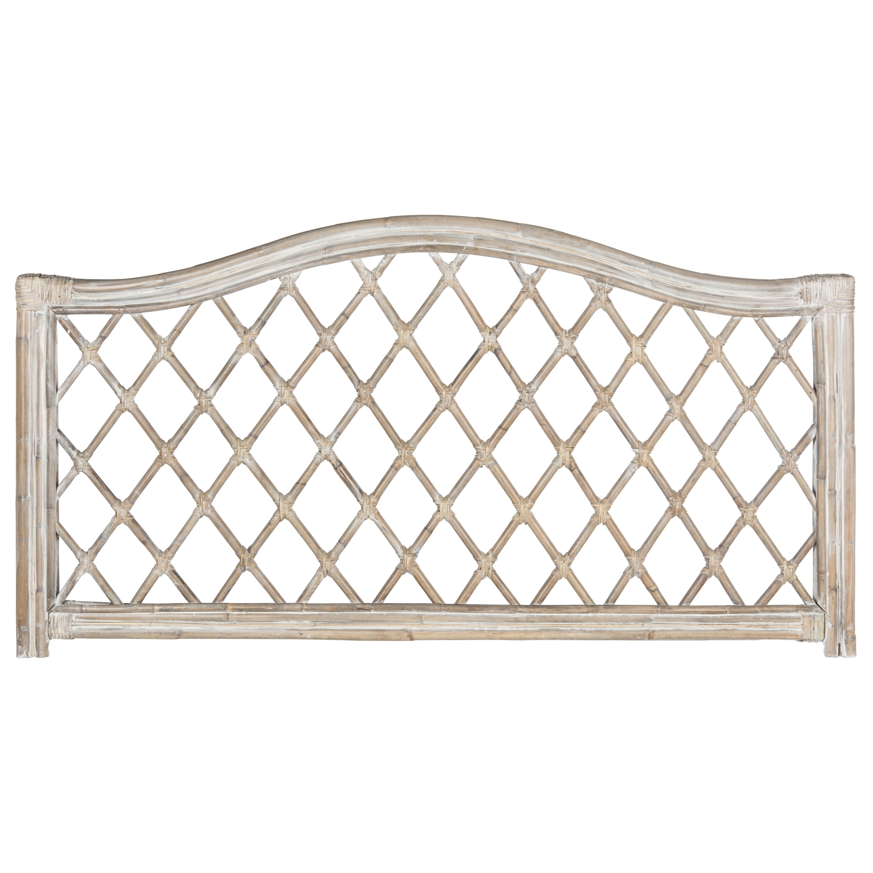 Safavieh Gabrielle Antique Grey Rattan Wicker Trellis Headboard