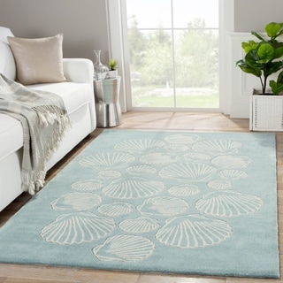 Contemporary Coastal Pattern Blue/Ivory Polyester Area Rug (5' x 7'6 ...