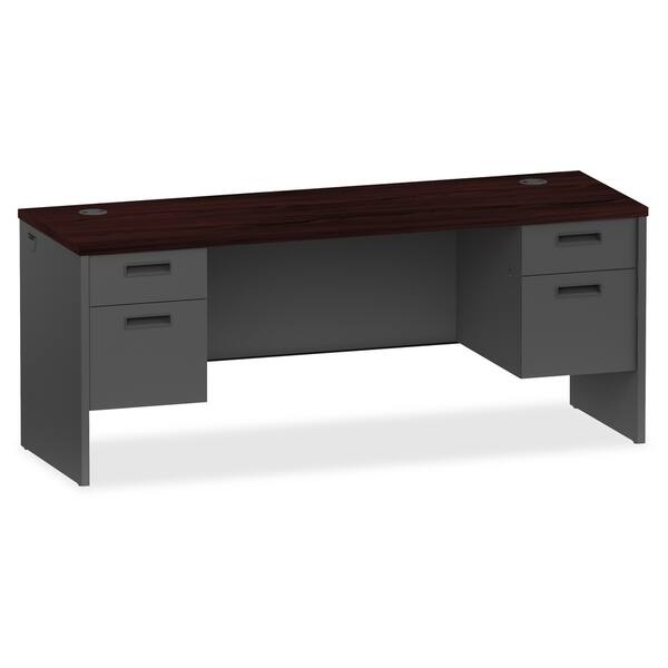 Lorell 72-inch Mahogany/ Charcoal Double Pedestal Desk - Bed Bath ...