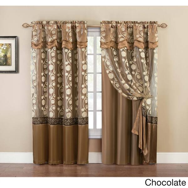 VCNY Agnes Curtain Panel with Attached Double Valance & Backing - Bed ...