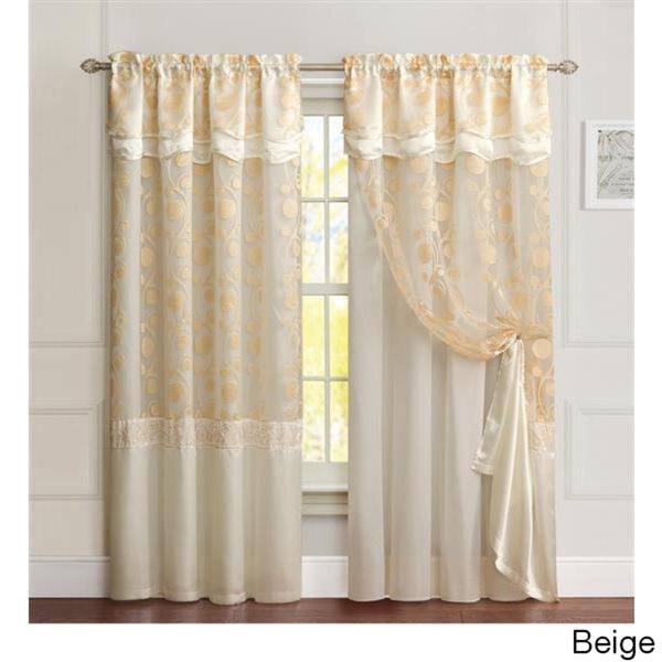 VCNY Agnes Curtain Panel with Attached Double Valance & Backing - Bed ...