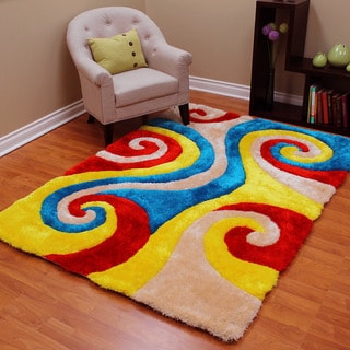 3D Shaggy-805 Abstract Swirl Design Multi Color Area Rug 5'x7' - 5' x 7 ...