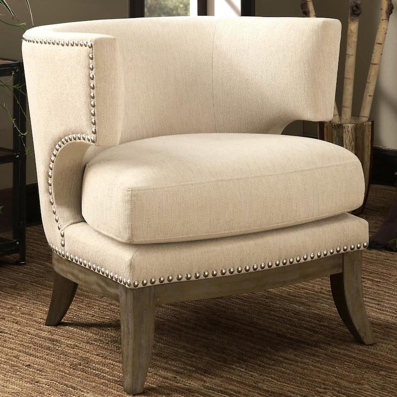 Luxenberg Mid Century Modern Barrel Back Design Soft Cream/ White ...