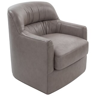 SAFAVIEH Couture High Line Collection Delevan Light Grey Leather Swivel ...