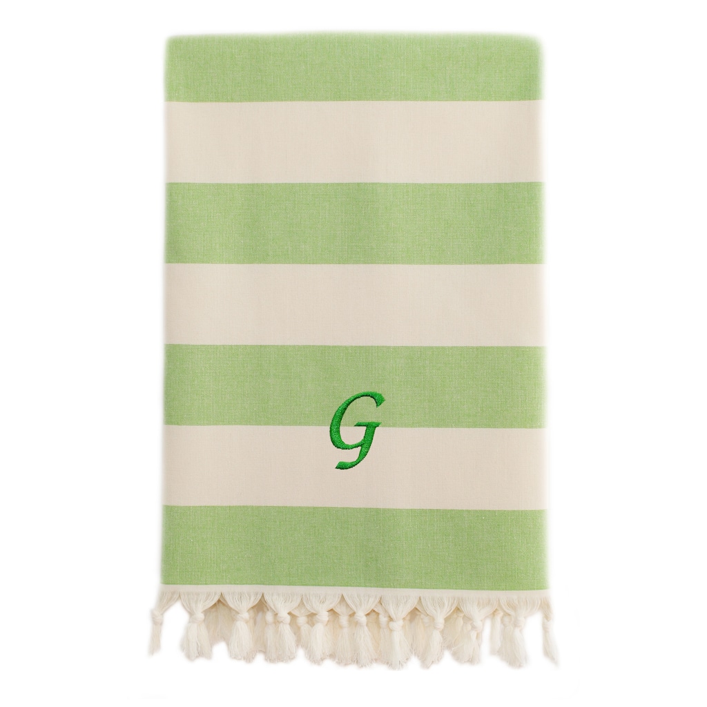 Authentic Cabana Stripe Pestemal Fouta Pistachio Green and Cream ...