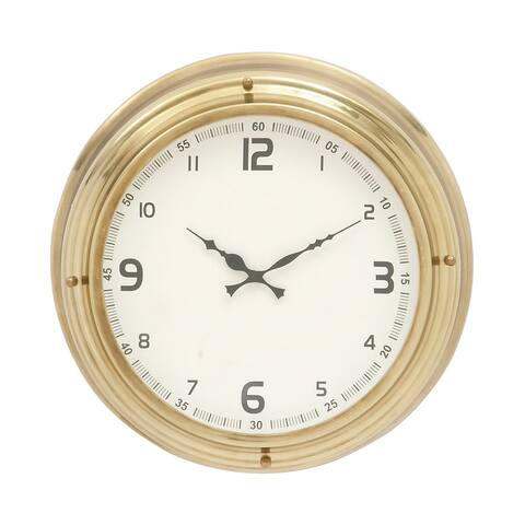 Gold Stainless Steel Wall Clock - Overstock - 11178322