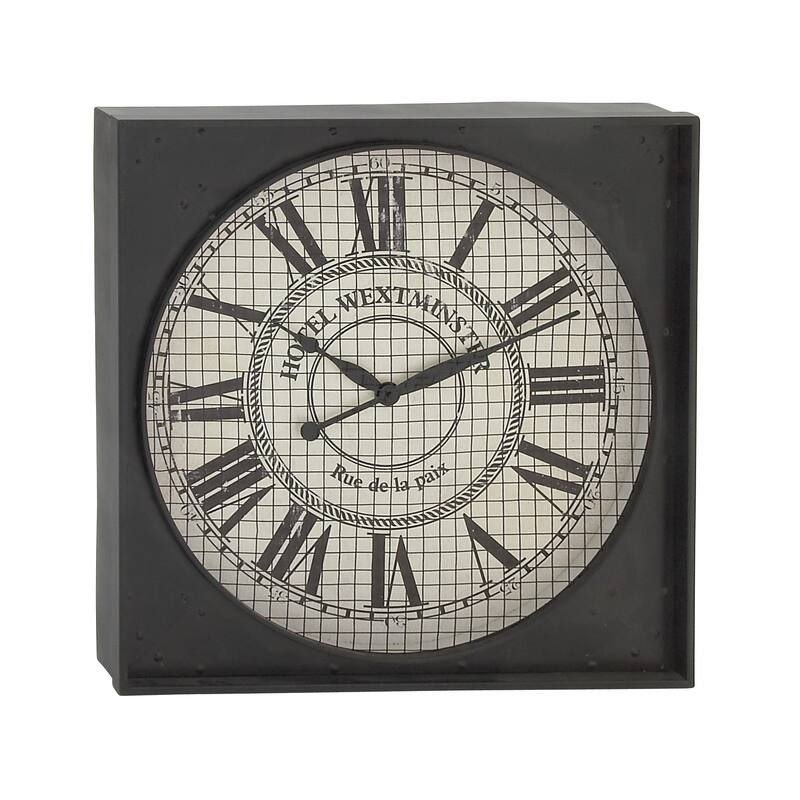 Square Metal Rustic Look Wall Clock - Overstock - 11178695