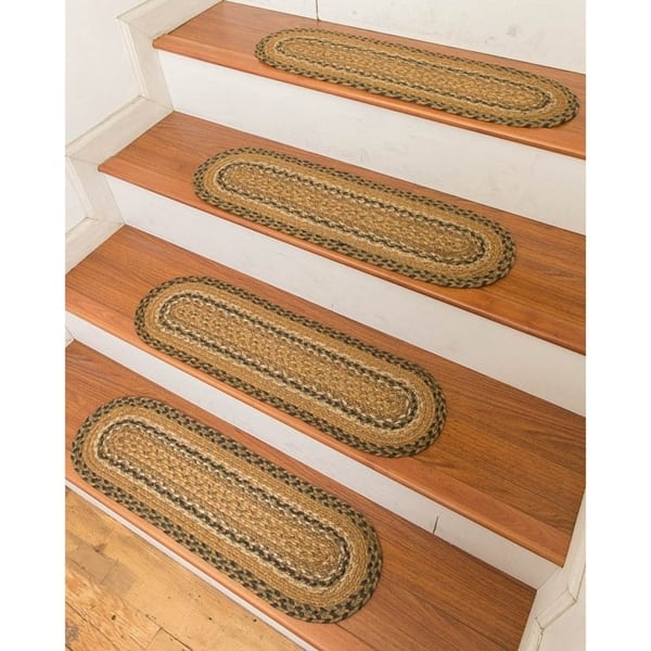 Hand Braided Florida Jute Stair Treads (Set of 13) - Multi - 13PC (9" x ...